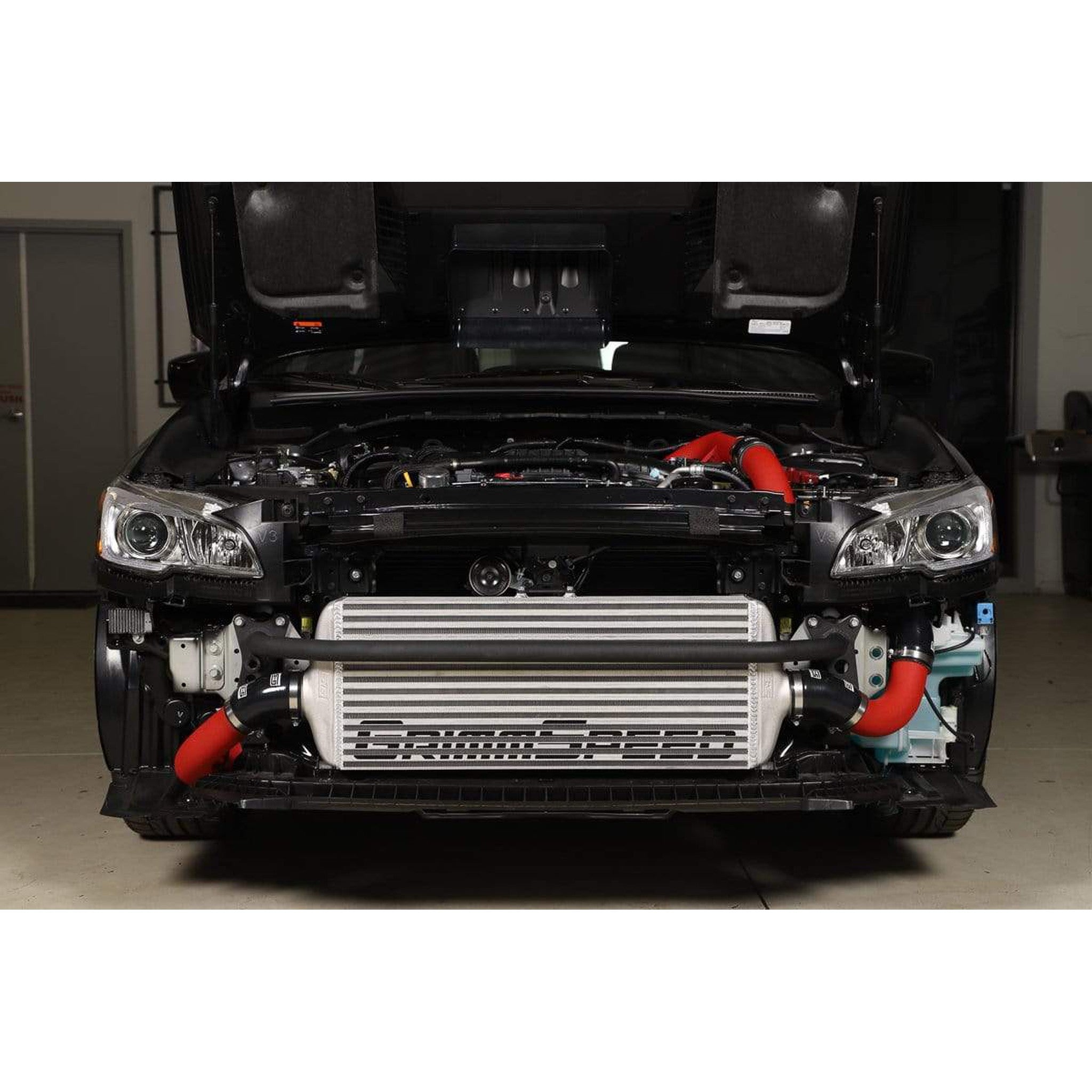 GrimmSpeed Front Mount Intercooler Kit Black Core Red Pipe Subaru WR Import Image Racing