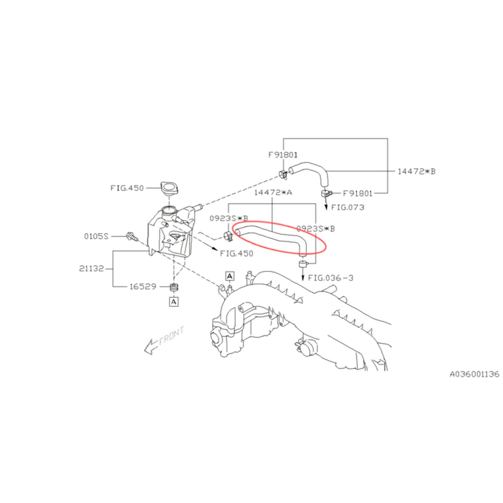 Subaru OEM Engine Coolant Hose, Turbocharger Coolant Line, Hose Water ...