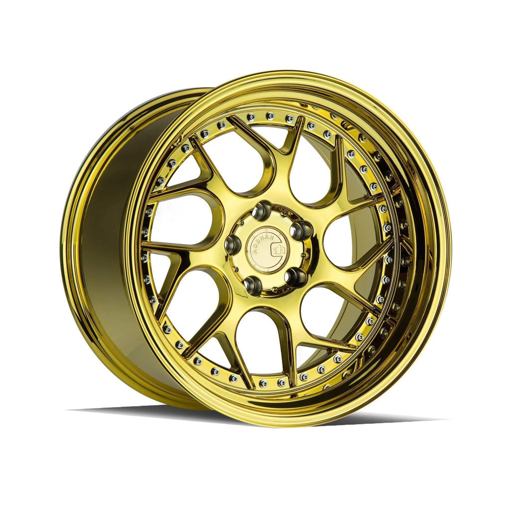 AodHan DS01 Wheel Gold Vaccum W/ Chrome Rivets 19x9.5 5x114.3 73.1 Bor ...